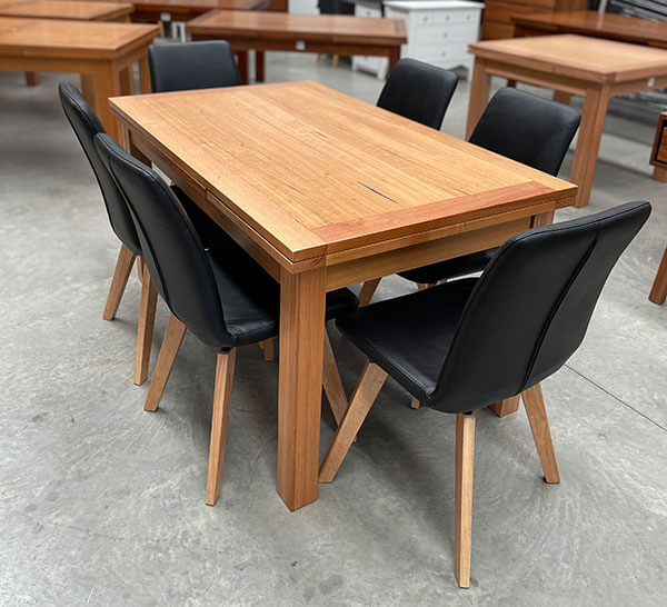 Victorian Ash Ext Dining Table 1500 2500mm Set 6 Black Leather Swive Direct Furniture Clearance